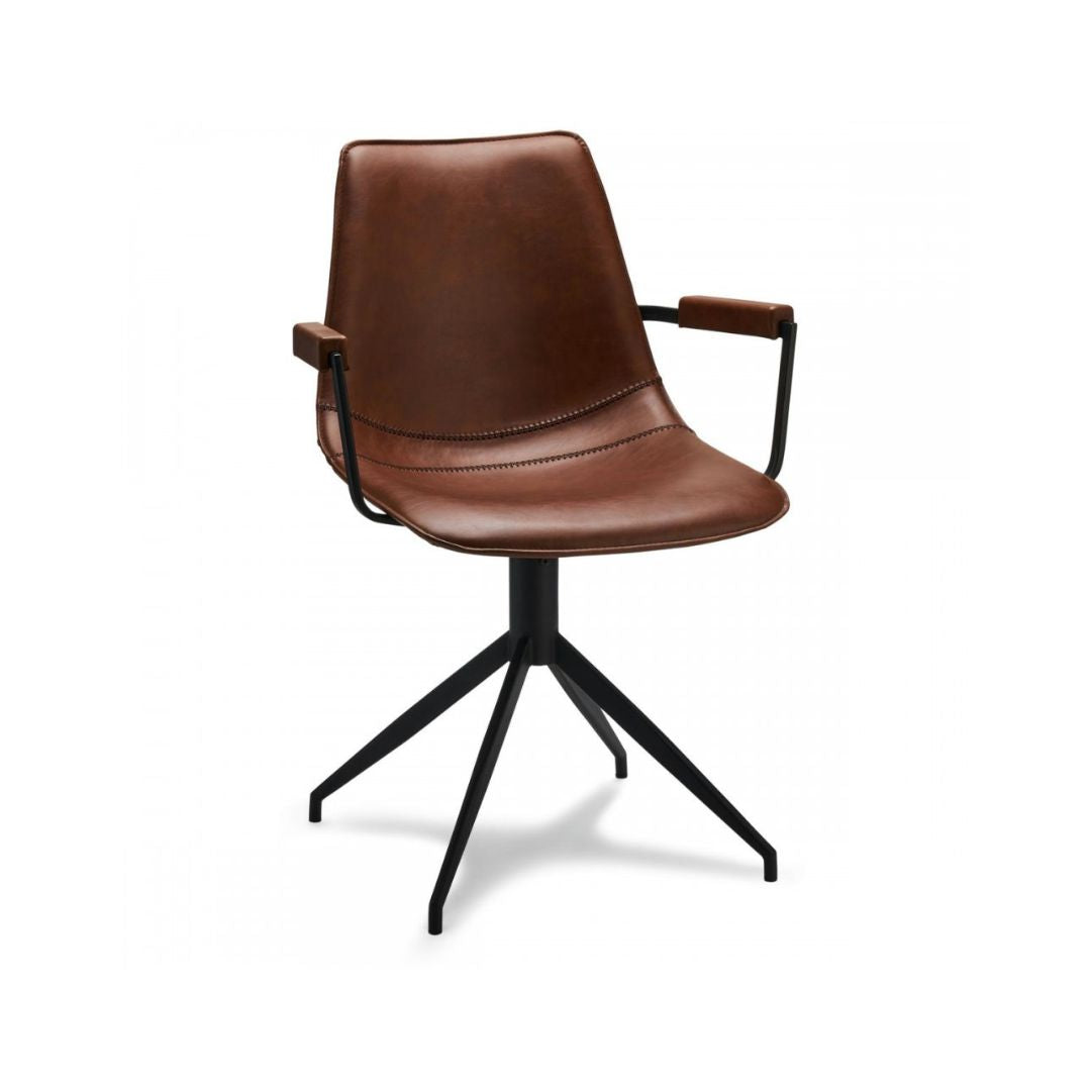 FURNHOUSE - Isabel stóll m/örmum - koníaksbrúnn/snúningsfótur. Sérpönt ...